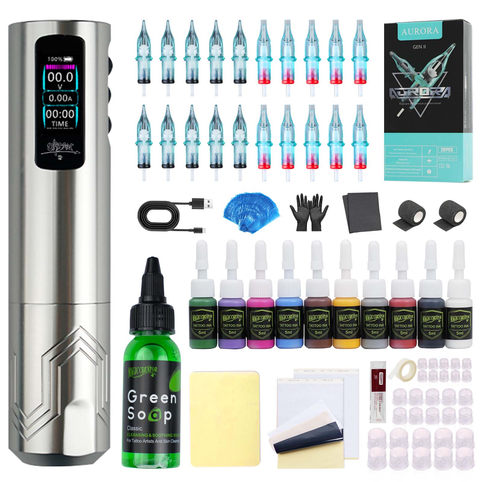 Dragoart Urban II Beginner Wireless Tattoo Kit | Complete Starter Set ...